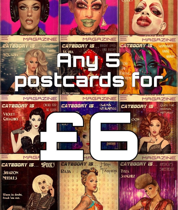 Any 5 Postcards Offer Rupauls Drag Race Winners All Stars | Etsy