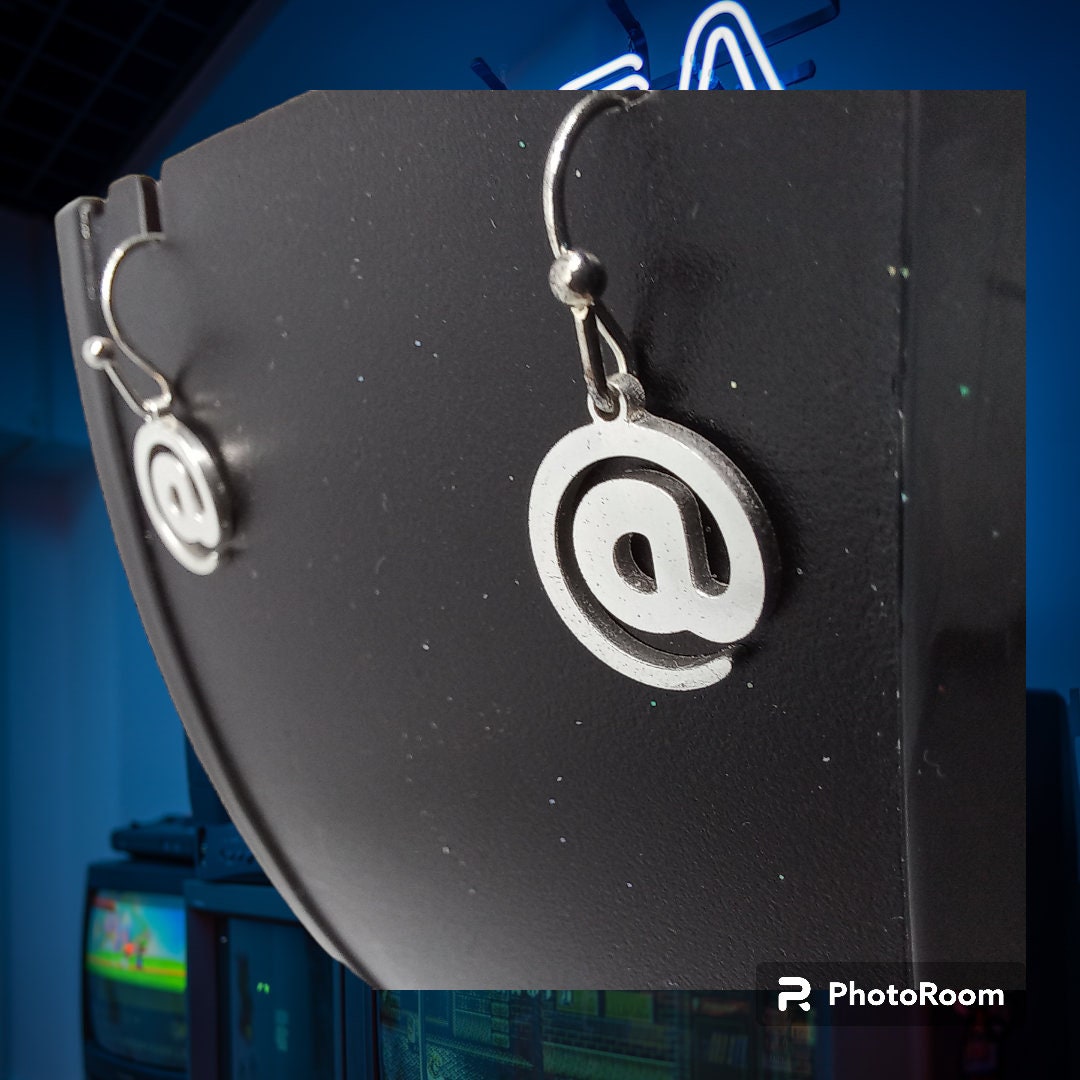 At Sign Earrings, , Symbol, Email, Technology, Computer, Geek, Nerd ...