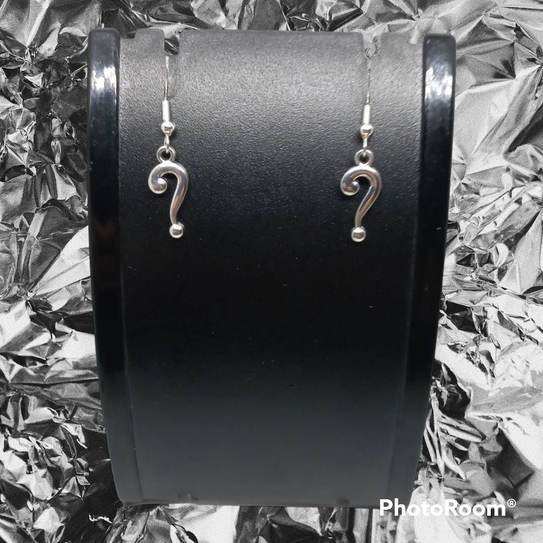 Question Mark Earrings, Dangle, Silver, Unique, Hypoallergenic ...