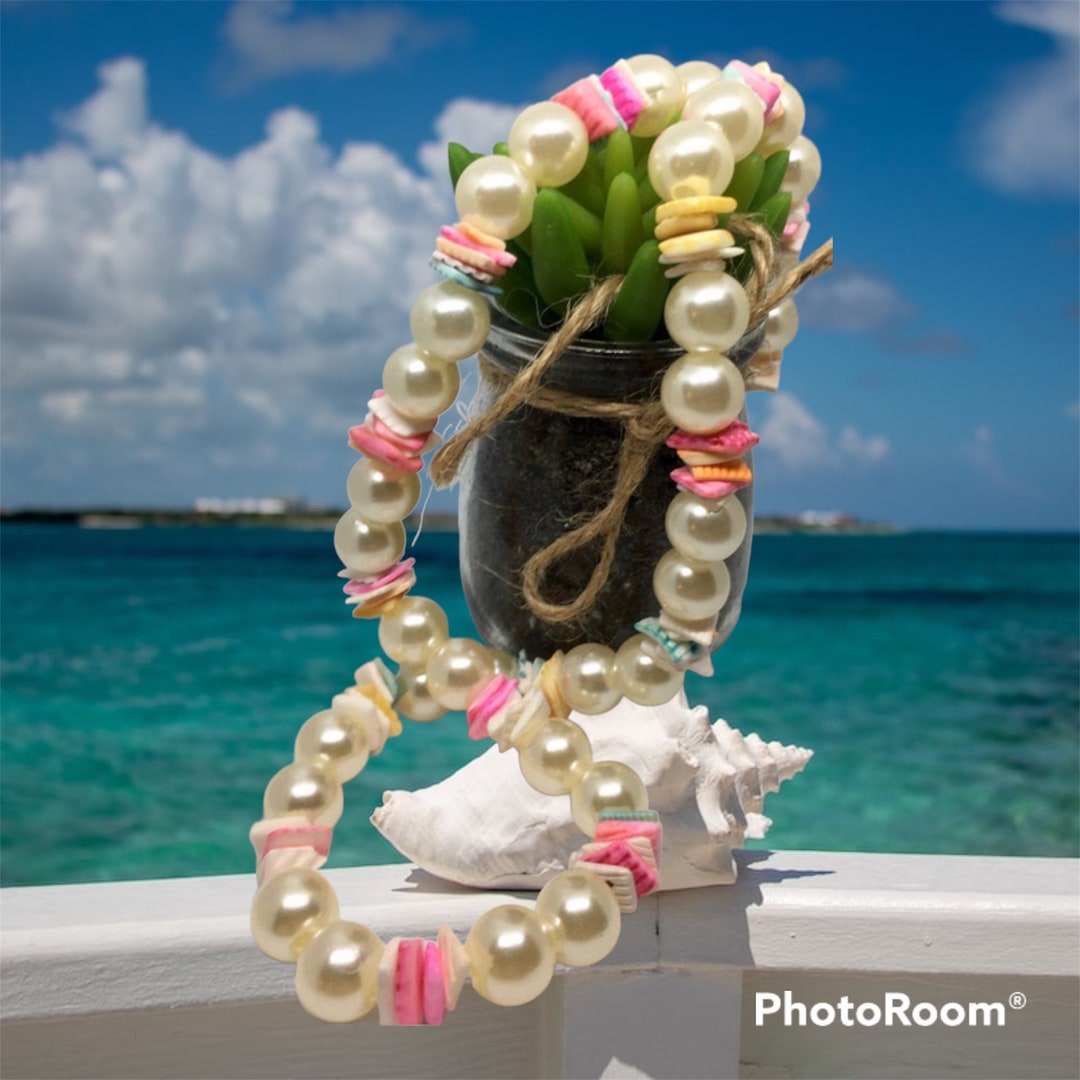 Beaded Necklace, Seashell, Coral, Pearl, Summer, Ocean, Gift For Her ...