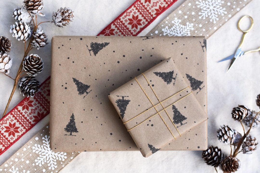 Holiday Pine Tree Eco Friendly Nature Wrapping Paper Rustic Earthy ...