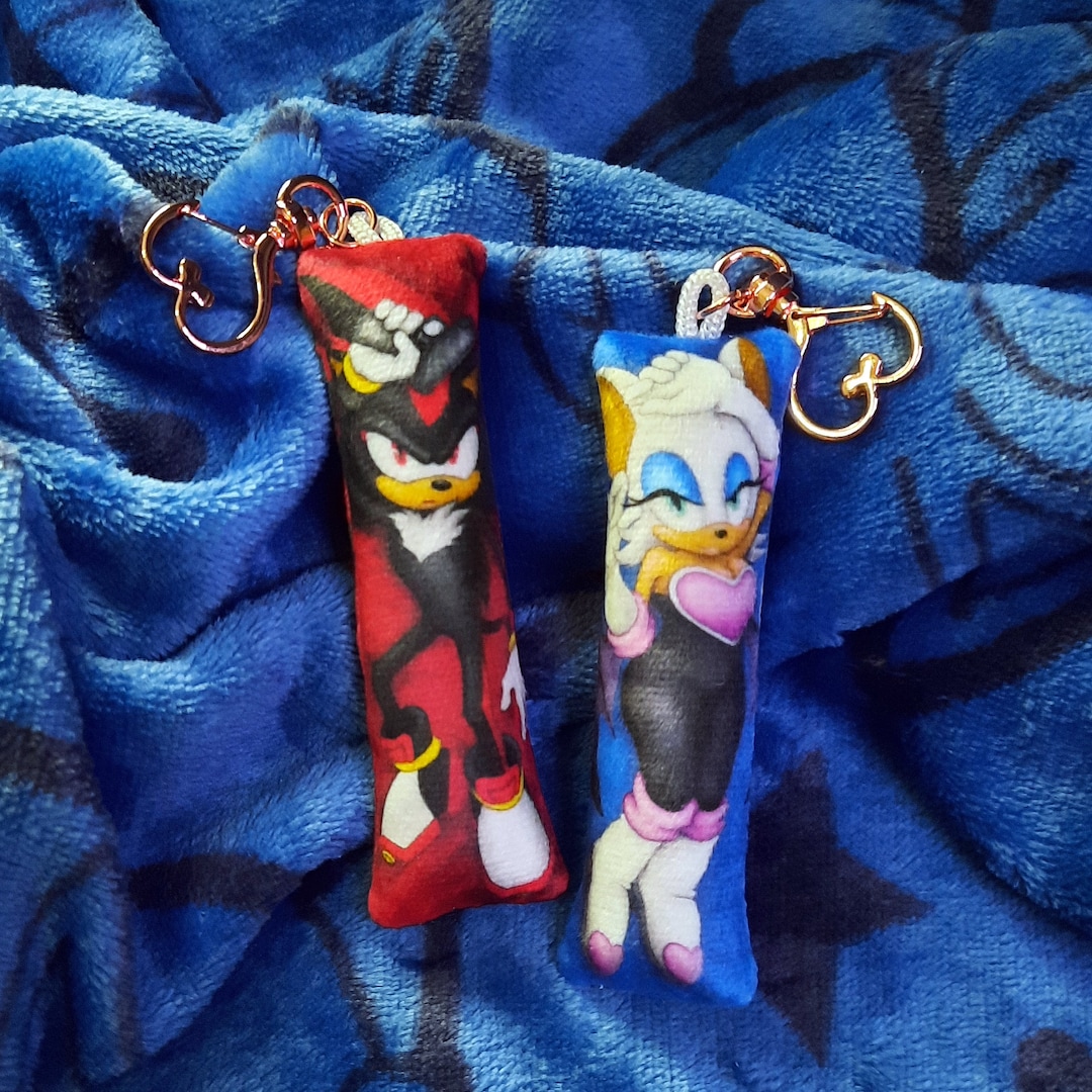 Shadow and Rouge Mini Dakimakura Keychain, Body Pillow Keyring, Furry ...