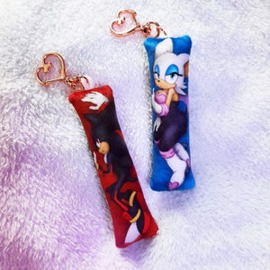 Shadow and Rouge Mini Dakimakura Keychain, Body Pillow Keyring, Furry ...