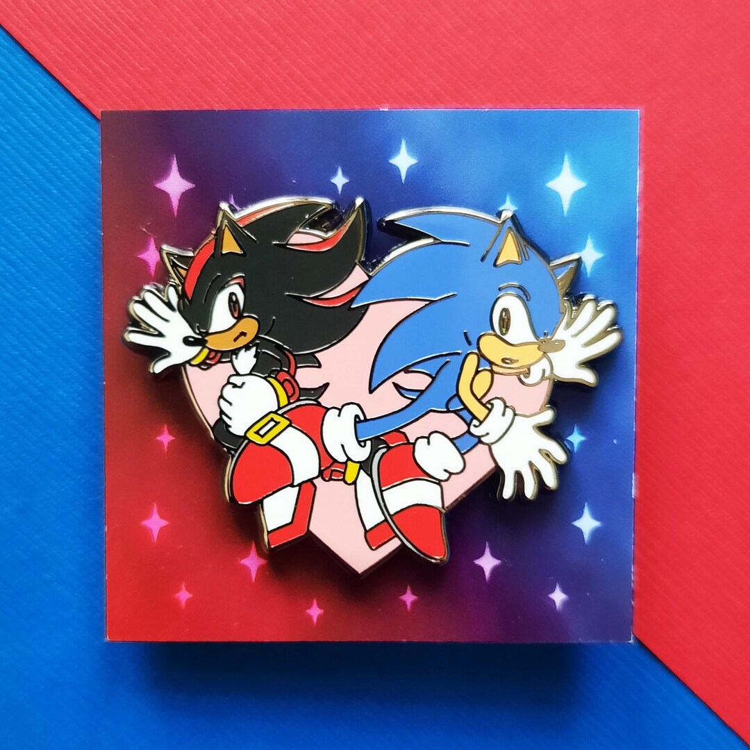 Sonic X Shadow Pin Badge, Sonadow Heart Pin, Sonic Enamel Pin, Sonic ...