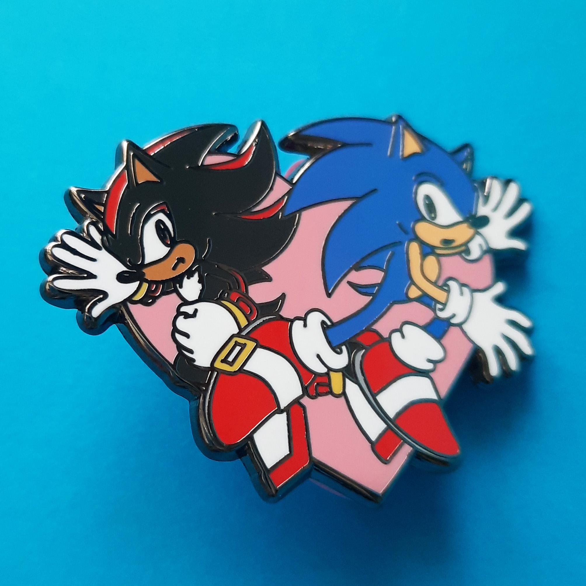 Sonic X Shadow Pin Badge, Sonadow Heart Pin, Sonic Enamel Pin, Sonic ...