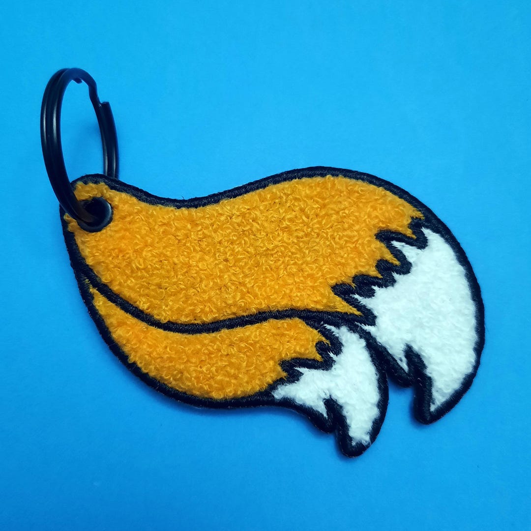 Tails Embroidered Keychain, Fabric Keyring, Sonic Jet Tag, Bag Charm - Etsy