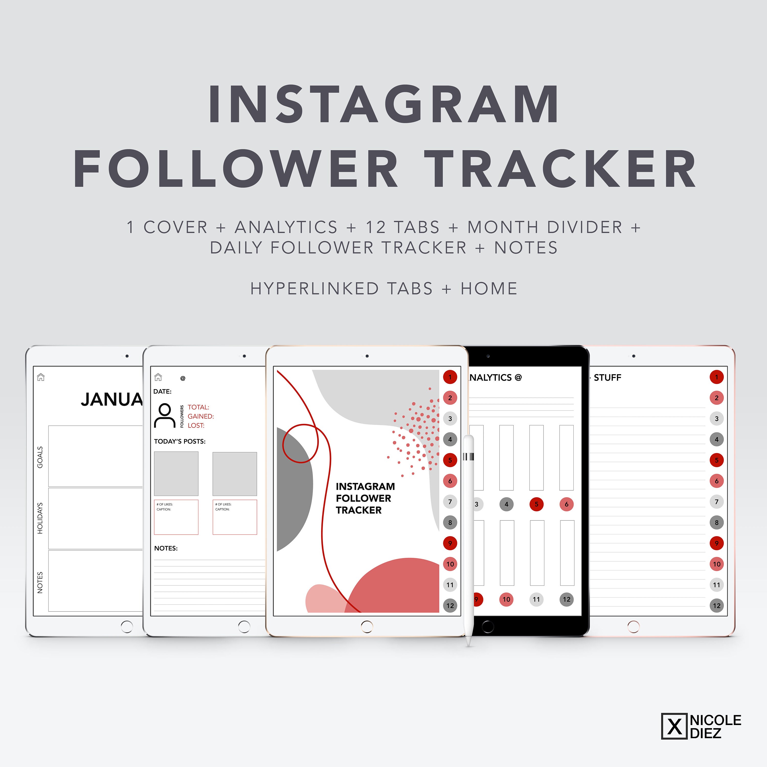 Digital Instagram Follower Tracker Notebook | Etsy