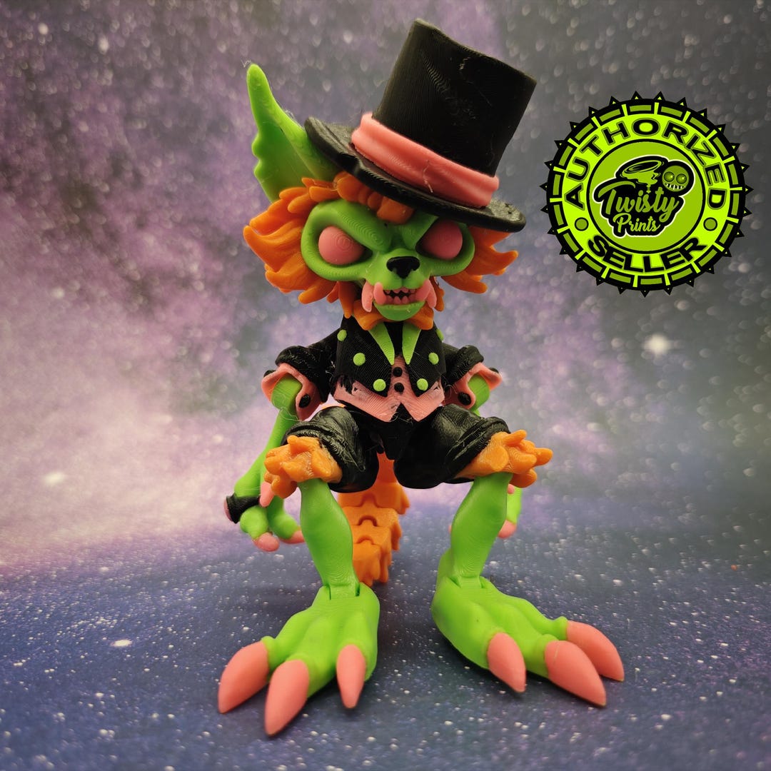 Gentleman Werewolf – 3D Printed Articulated Figure With Top Hat and ...