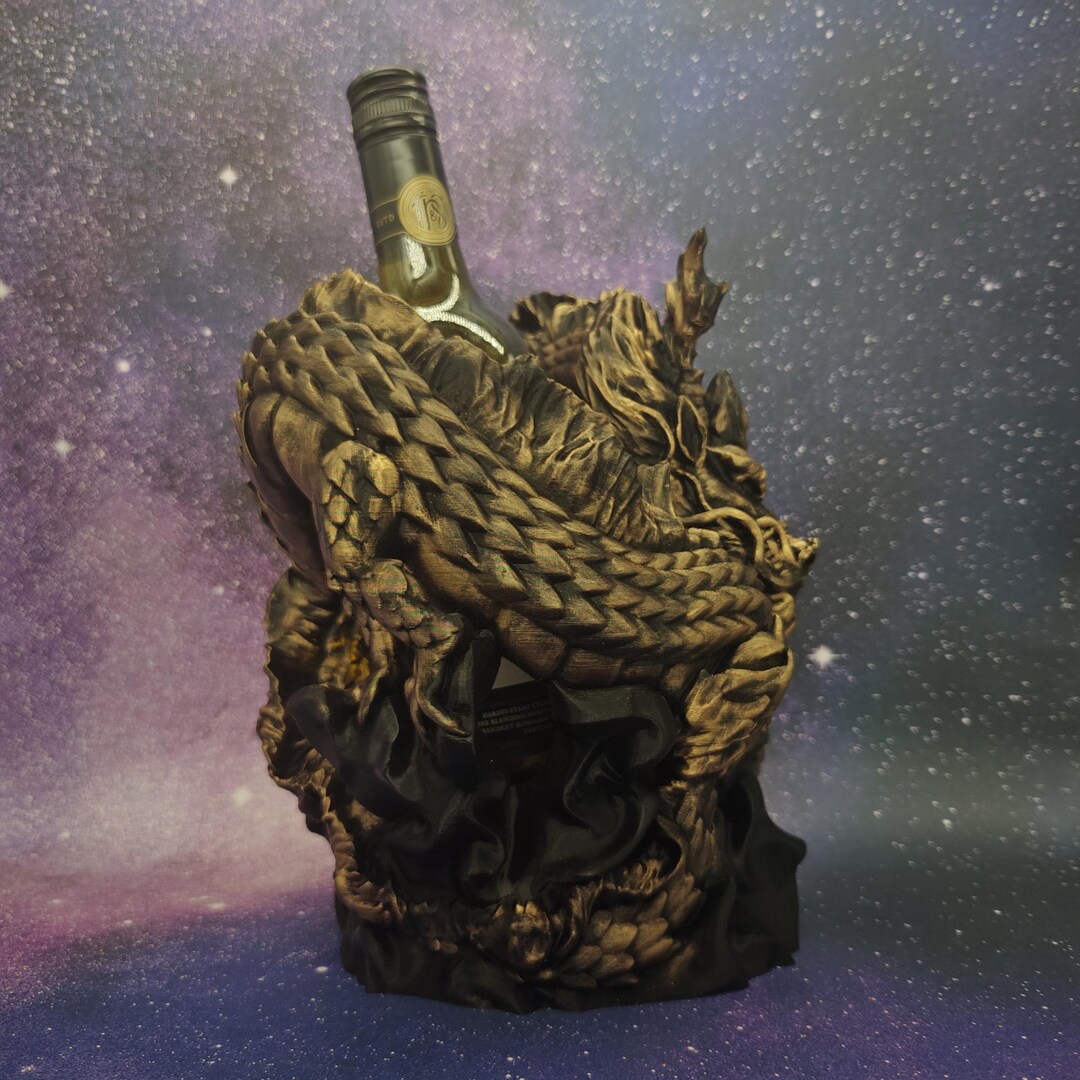 Chinese Dragon Wine Holder - Majestic 3D Printed Dragon Coiled Around a ...