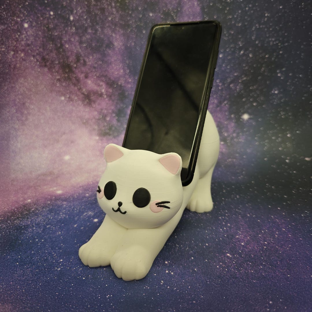 Cat Phone Stand - 3D Printed Adorable Stretching Cat Design for Phone ...