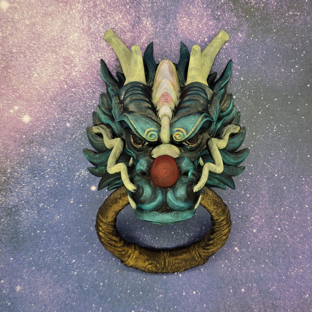 Majestic Chinese Dragon Door Knocker Hand-painted Decorative Piece for ...