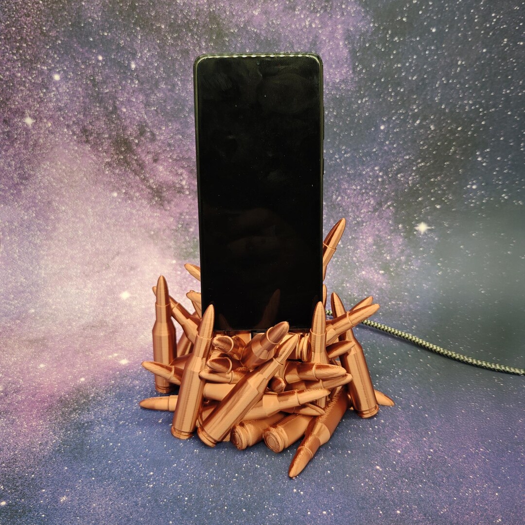 Stack of Bullets Phone Holder – 3D Printed Copper Design With Charging ...