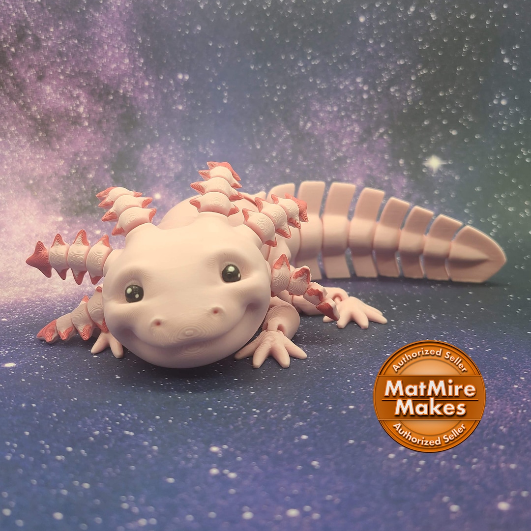 Smiling Articulated Axolotl Desk Companion With Hand-painted Eyes - A ...