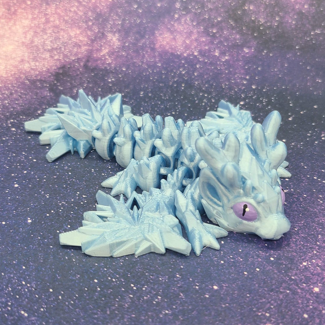 Baby Articulated Winter Dragon With Antlers and Snowflake Tail A ...