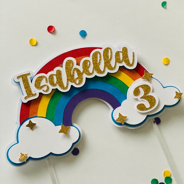Rainbow Cake Topper - Etsy