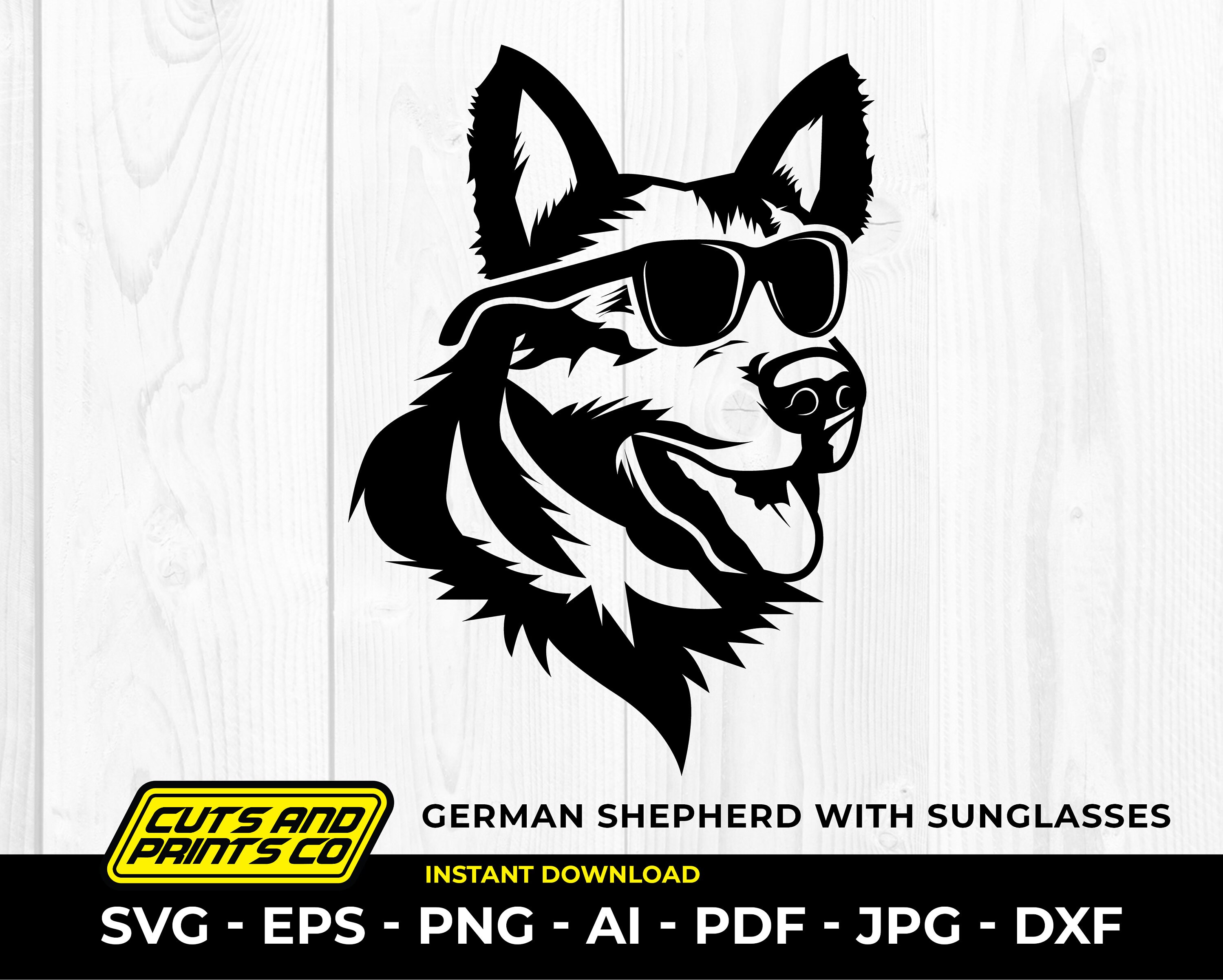 German Shepherd With Sunglasses, Dog Svg, Dog Logo, Pet Lovers, Cool ...