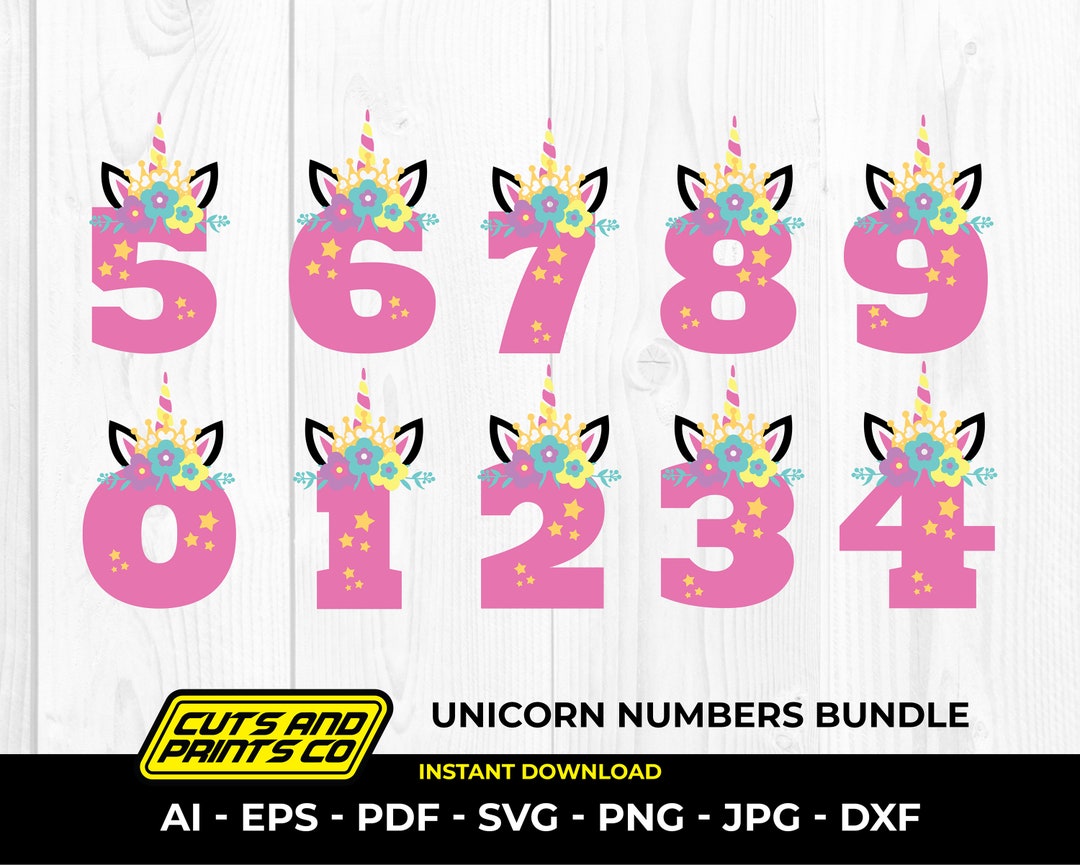 Unicorn Numbers for Kids Birthday Bundle, 0-9 Unicorn Numbers, for ...
