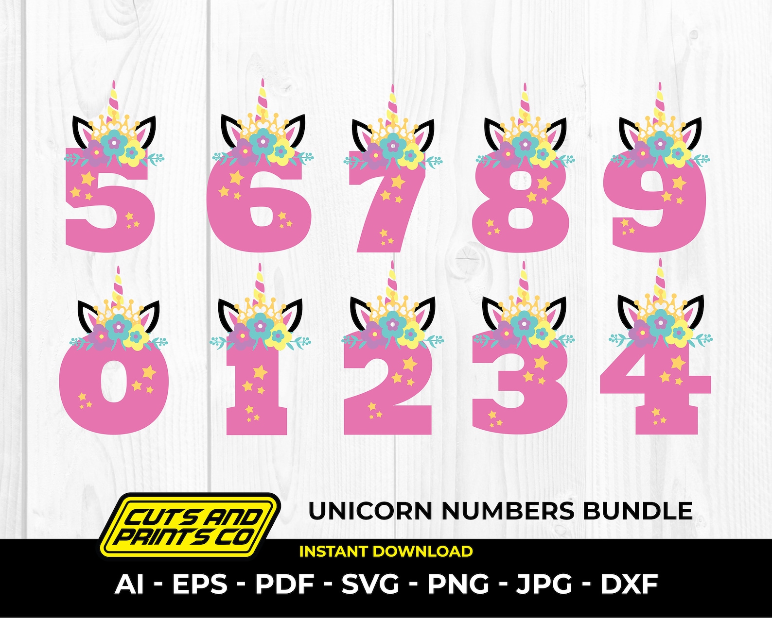 Unicorn Numbers for Kids Birthday Bundle 0-9 Unicorn Numbers - Etsy