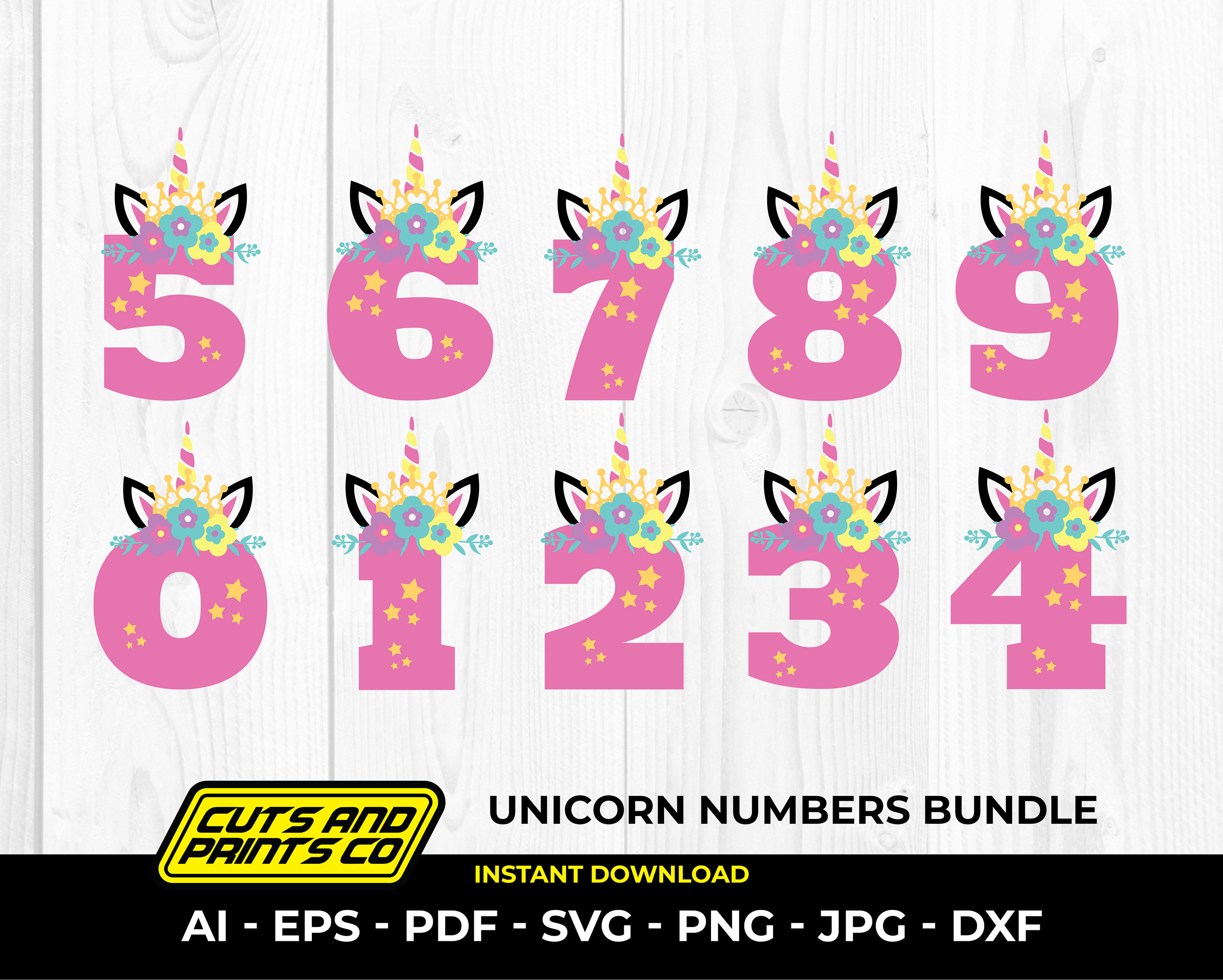 Unicorn Numbers for Kids Birthday Bundle 0-9 Unicorn Numbers - Etsy