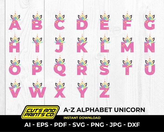 A-Z Alphabet Unicorn SVG Birthday Bundle ABC Unicorn Unicorn | Etsy