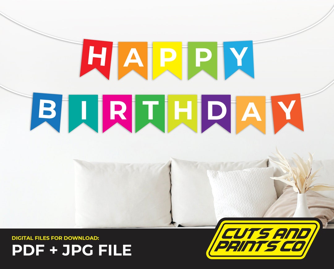 Happy Birthday Banner Printable, Rainbow Banner, 8.5 X 11 Birthday ...