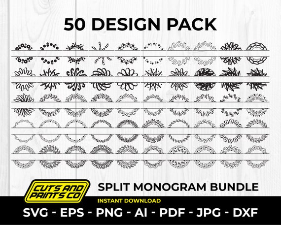 Split Monogram Svg Bundle Monogram Svg Wedding Frame Svg - Etsy