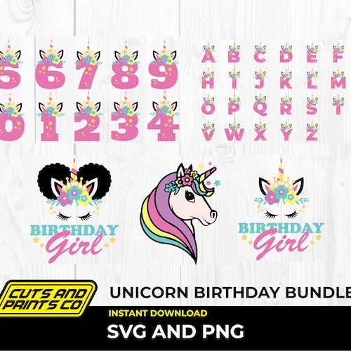 Unicorn Numbers for Kids Birthday Bundle 0-9 Unicorn Numbers - Etsy