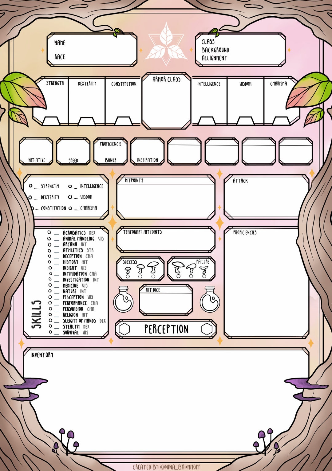Mirkwood Dice - Sunset - TTRPG Dnd Character Sheet - Etsy
