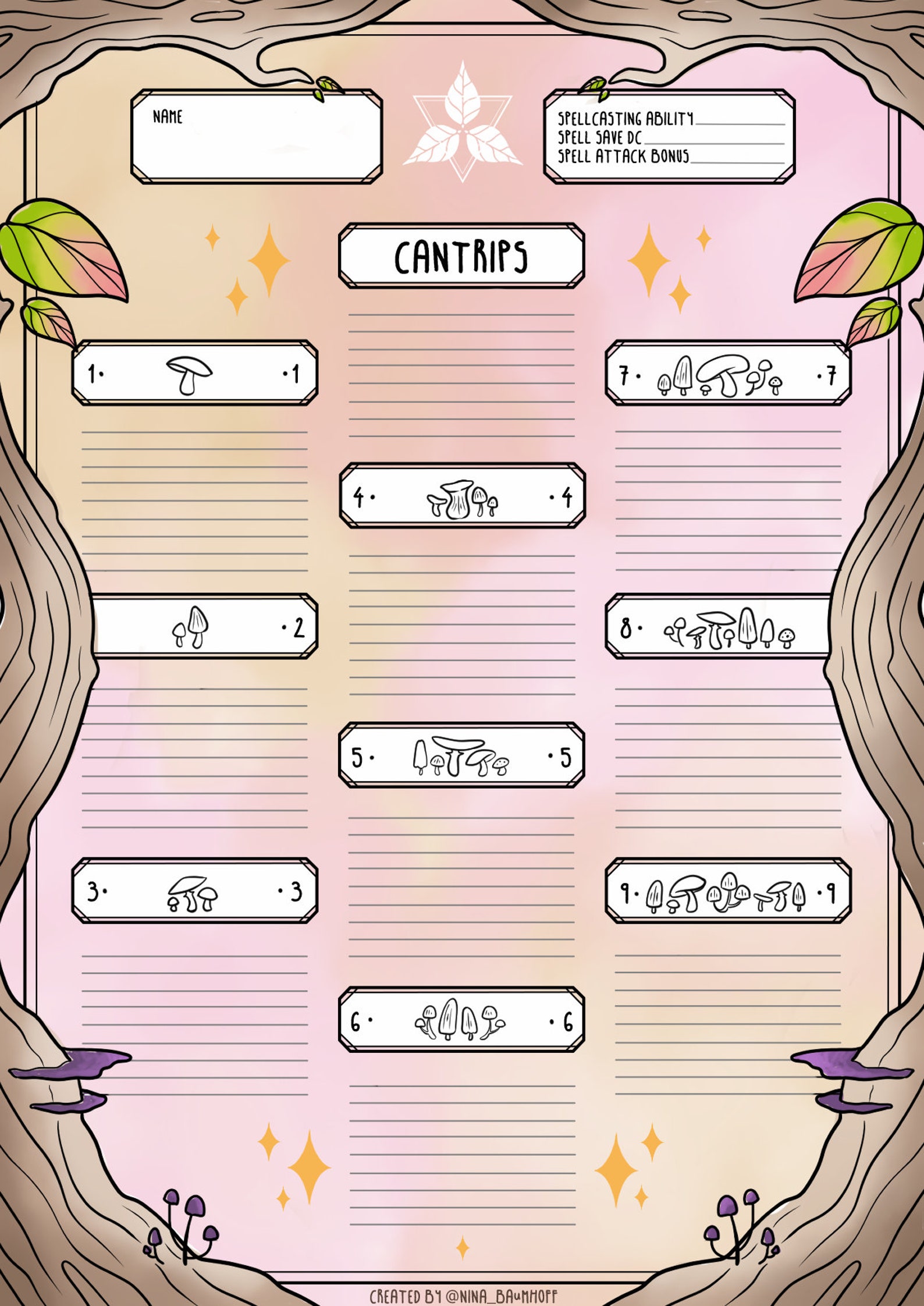 Mirkwood Dice Sunset TTRPG Dnd Character Sheet - Etsy