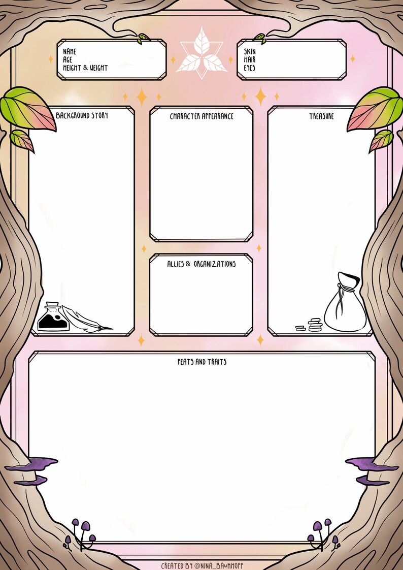 Mirkwood Dice Sunset TTRPG Dnd Character Sheet - Etsy