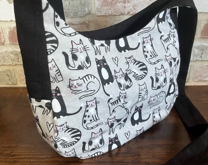 Cats Crossbody Slouch Bag | Kitty Cat Cross Body Bag | Feline Crossbody ...