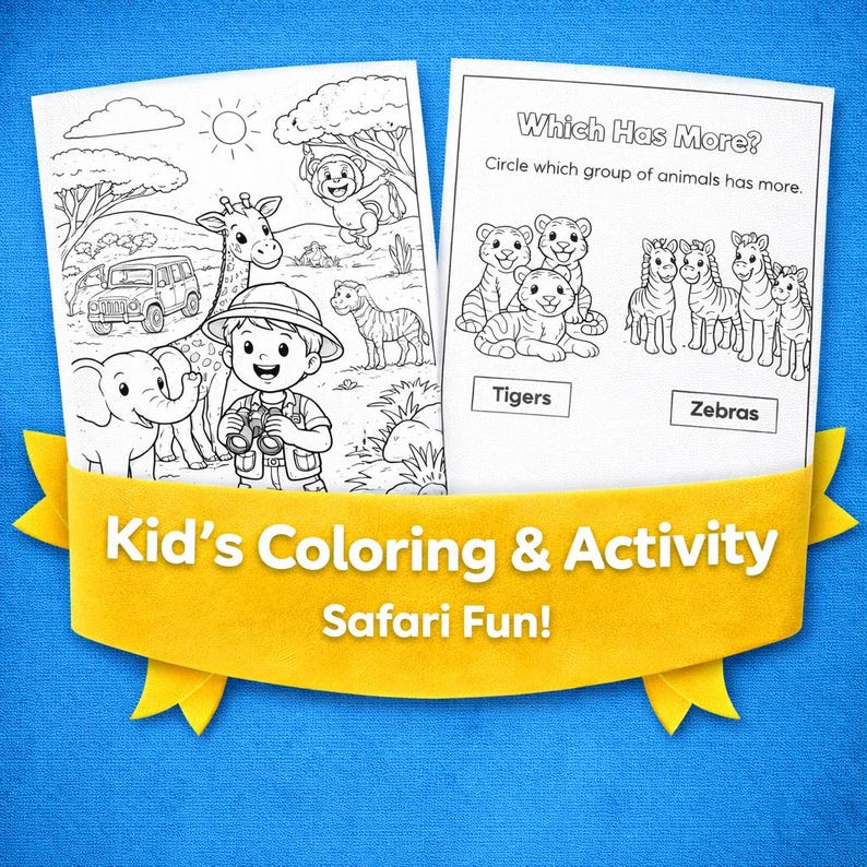 Safari Animal Activity Book – Zoo Coloring Pages, Worksheets for Kids ...