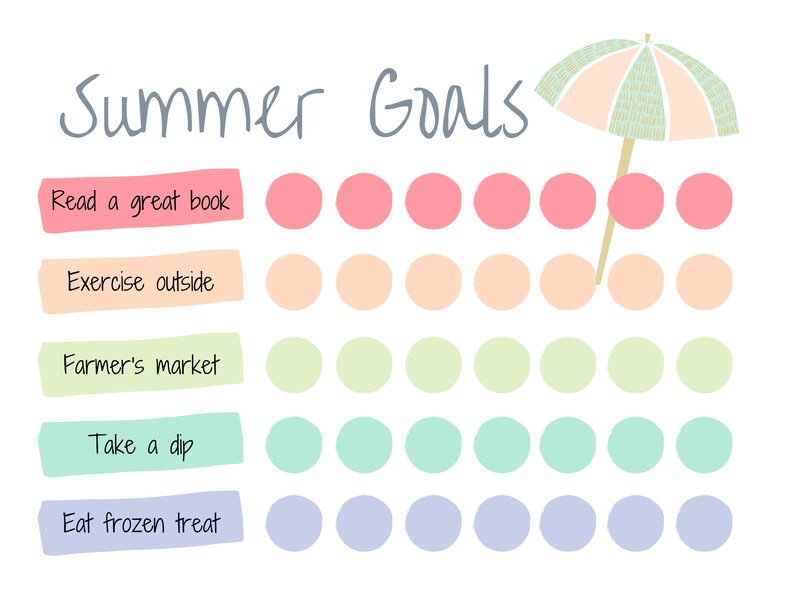 Goal Tracker for Summer in Rainbow - Etsy