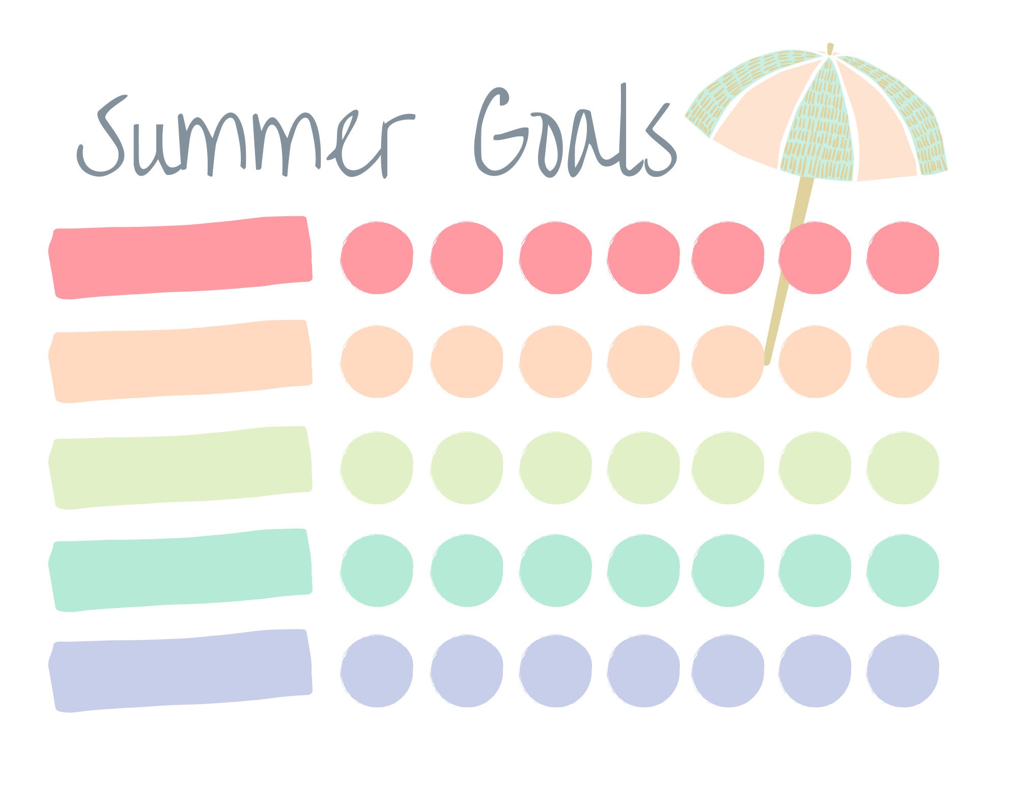 Goal Tracker for Summer in Rainbow - Etsy