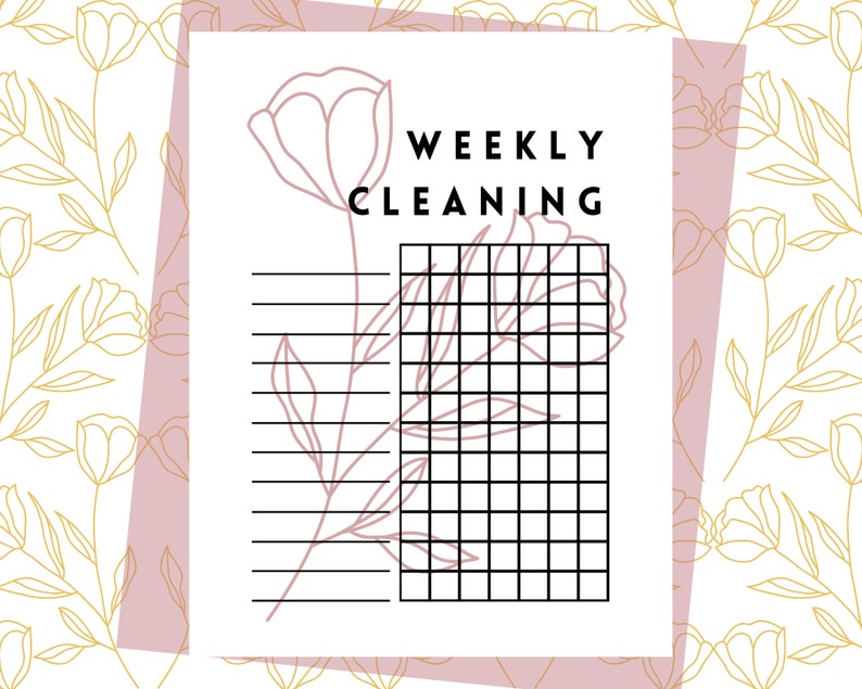 Simple Floral Weekly Cleaning Schedule in Mauve - Etsy