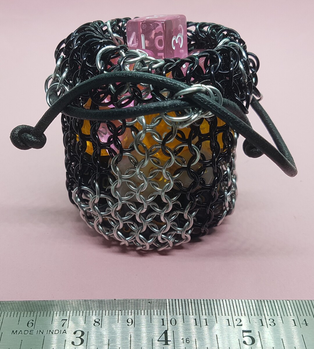 Black and White Flame-effect Chainmail Dice Bag - Etsy