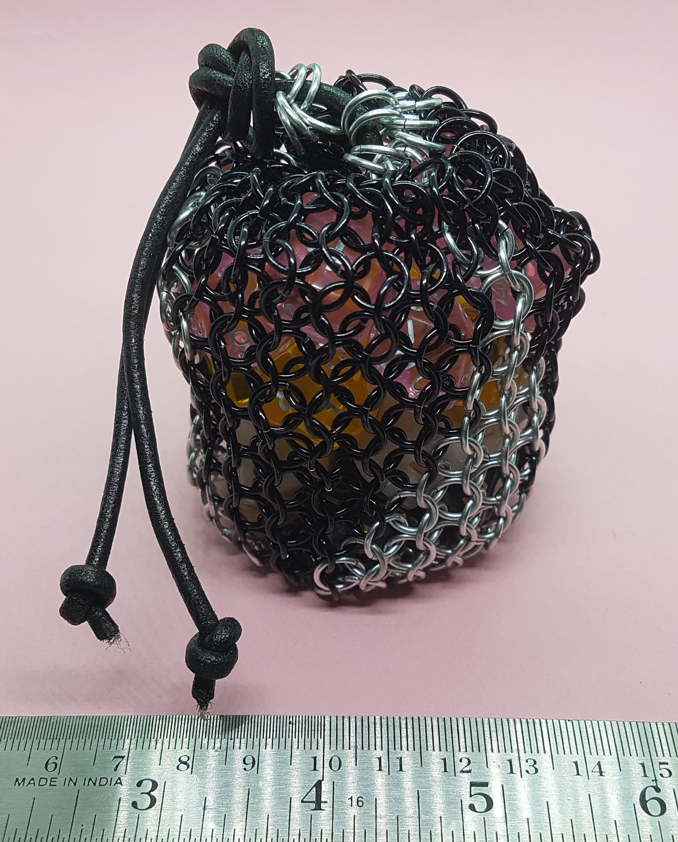 Black and White Flame-effect Chainmail Dice Bag - Etsy