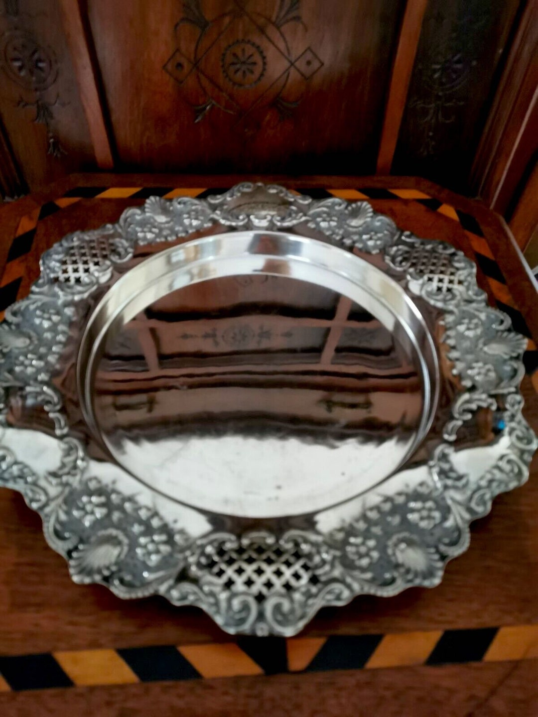 Large Silver Plated Vintage Salver Dish Plate Bowl March 1904 - Etsy