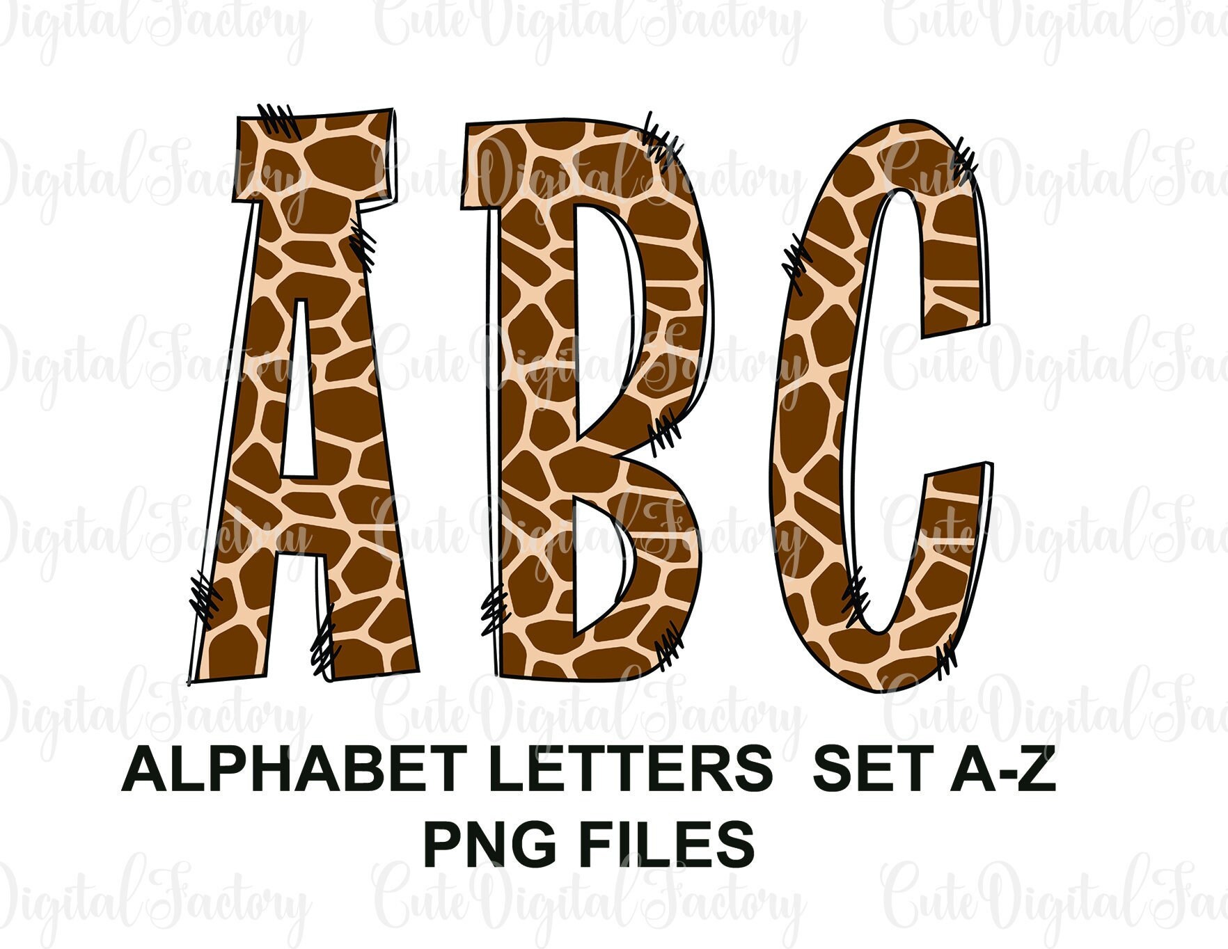 Giraffe Font PNG Hand Drawn Letters Safari Letters PNG - Etsy