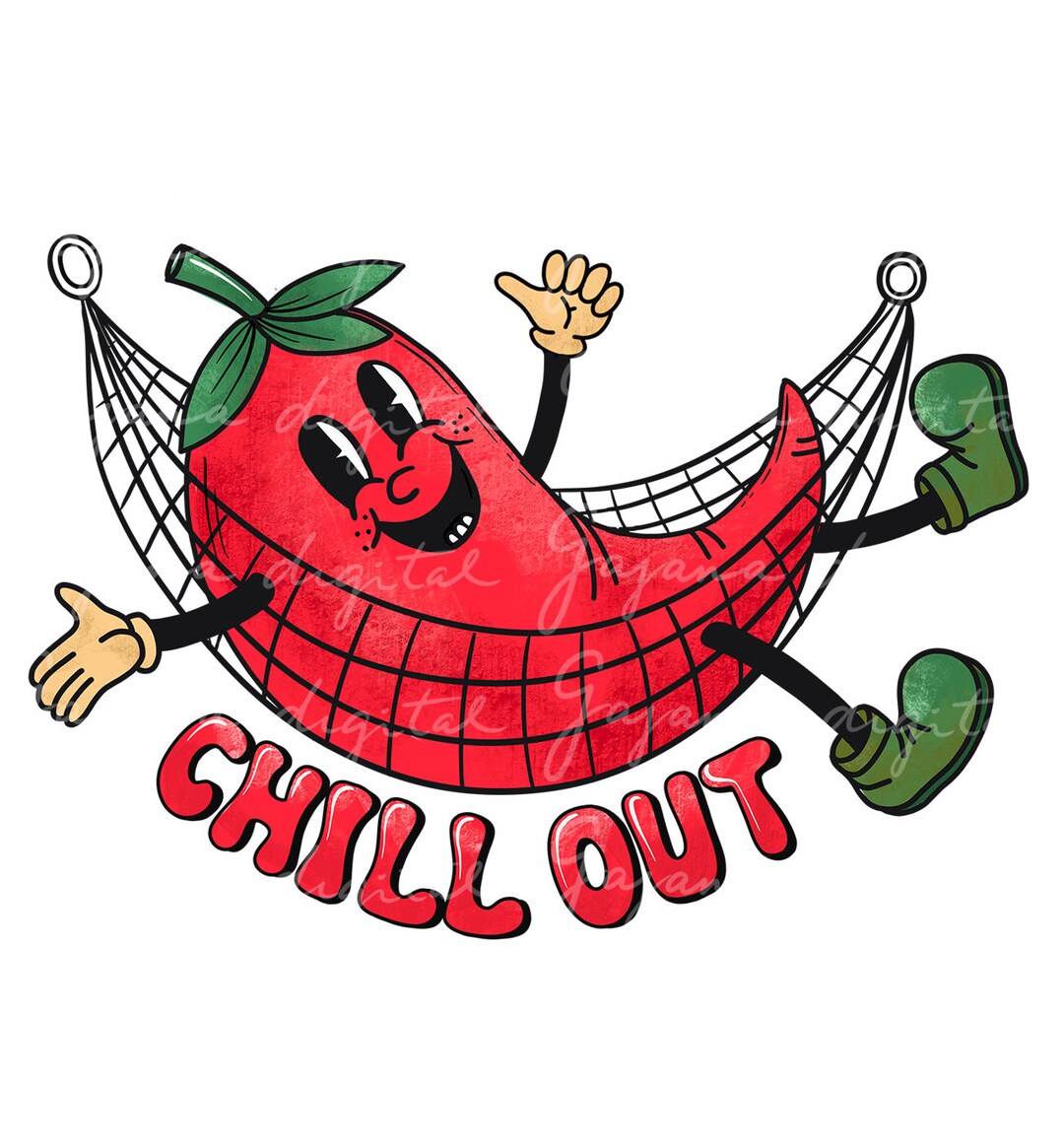 Chill Out Png, Summer Design Png, Funny Chilli Character, Retro Design ...