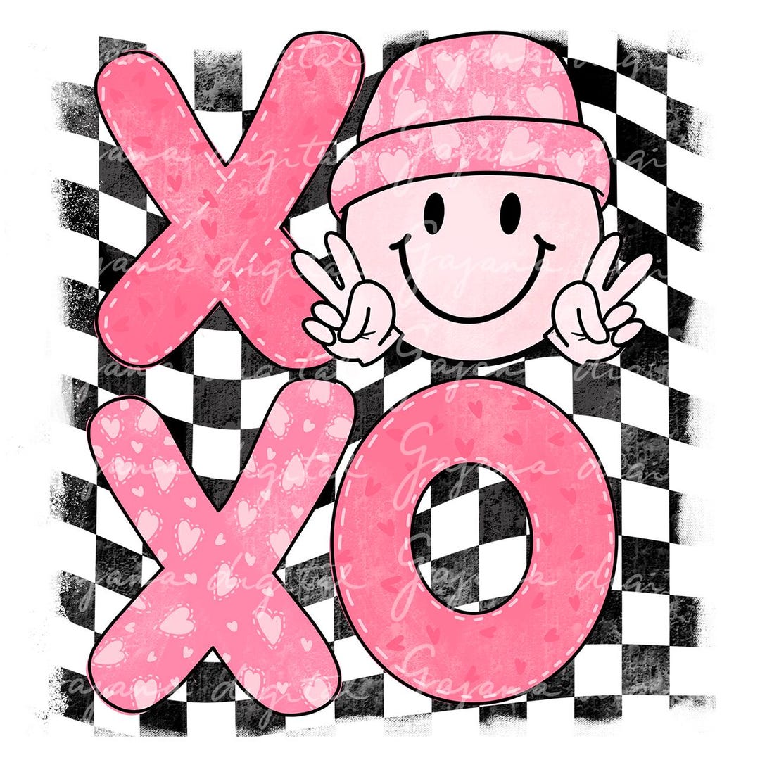 XOXO Smiley Face PNG: Groovy Valentines Sublimation Design (digital ...