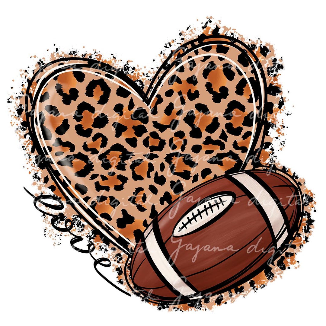 Football Heart PNG, Leopard Print PNG, Digital Download, Sports Design ...