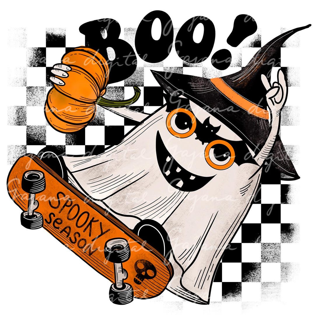 Ghost Skate PNG - Checkered PNG, Ghost Skateboard Png, Sublimation ...