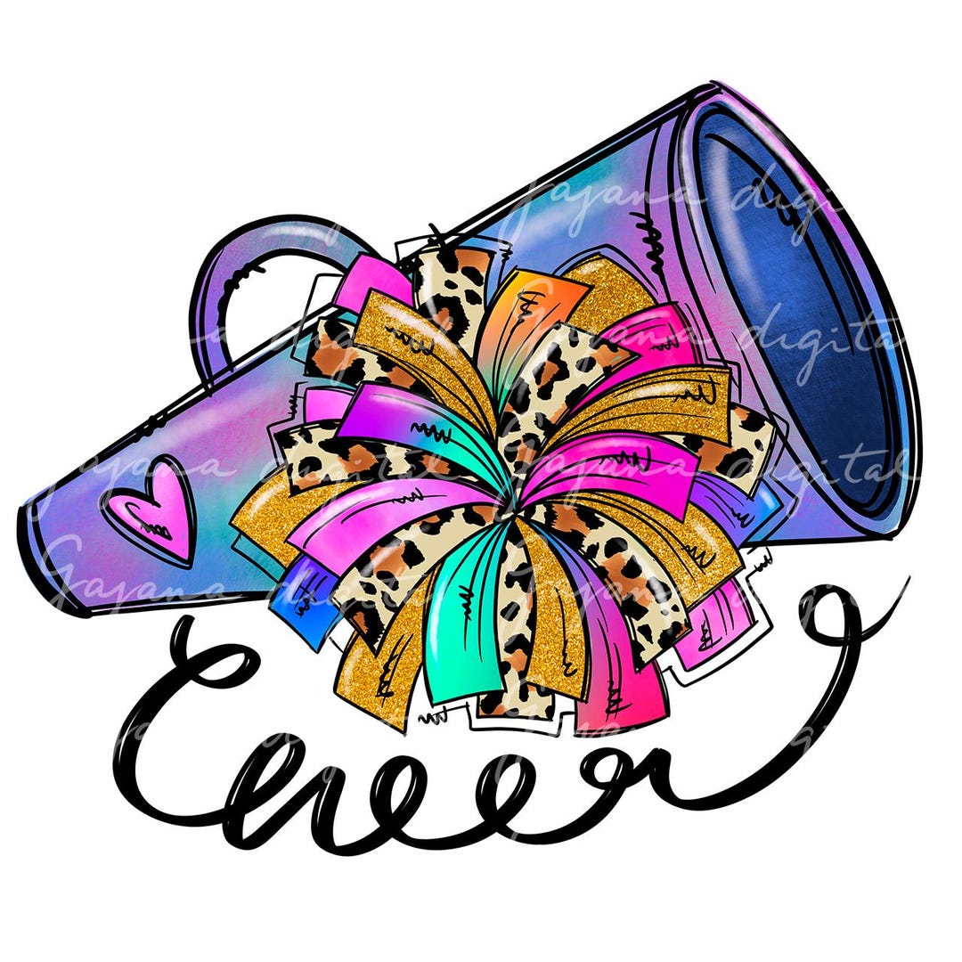 Cheer Megaphone PNG, Pom Pom PNG, Cheerleading PNG, Instant Download ...