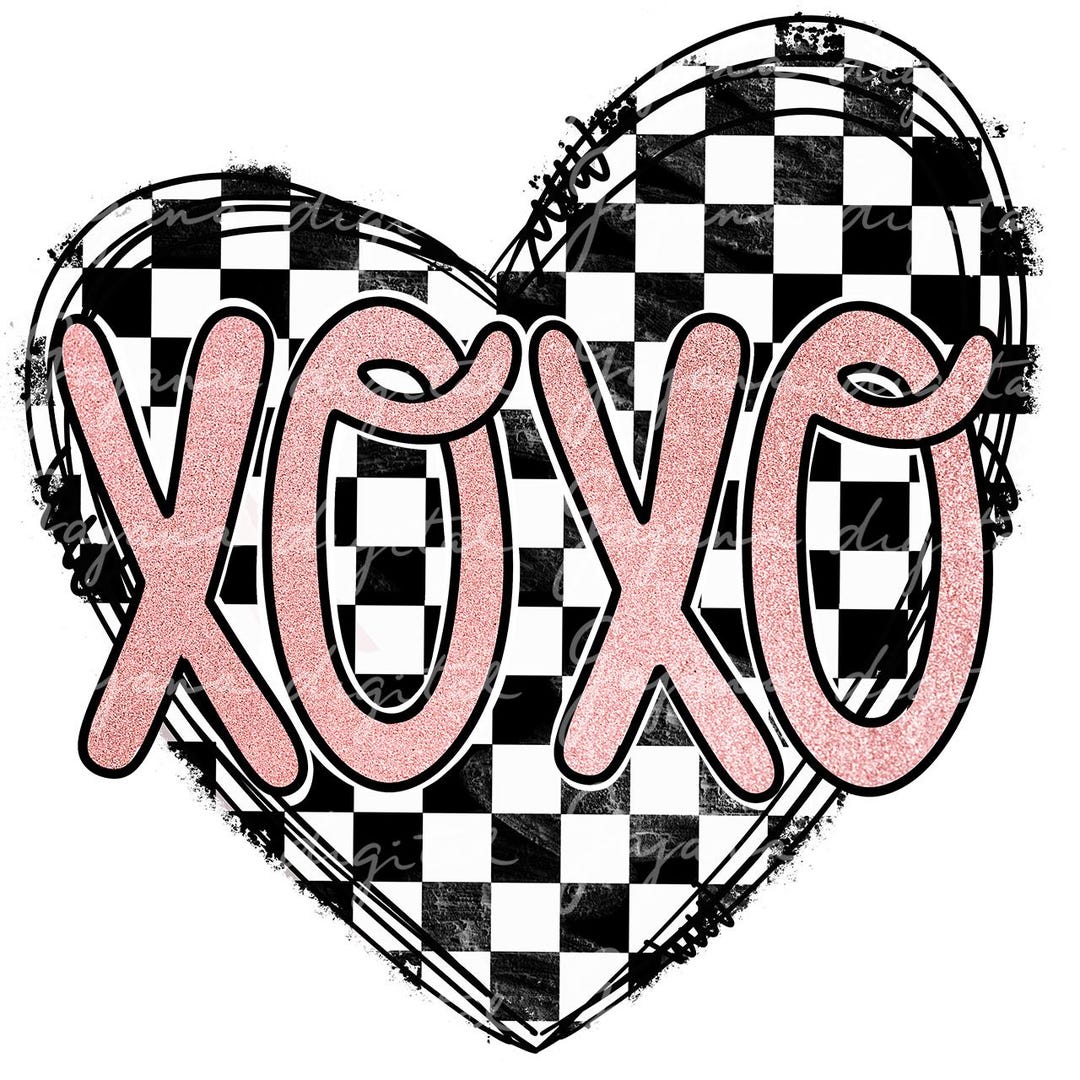 XOXO Checkered Heart, Retro Heart PNG, Sublimation Design, Digital ...