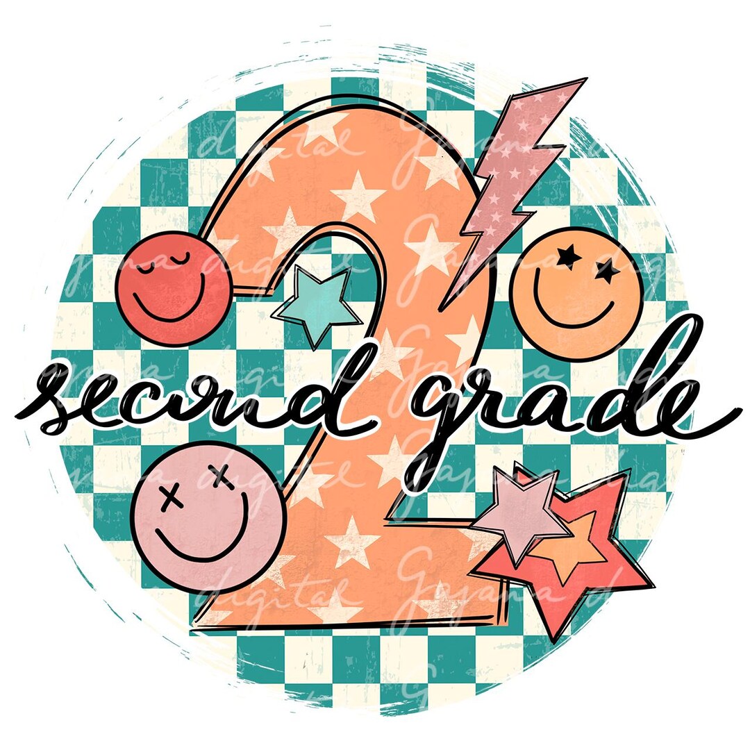 Second Grade PNG, Groovy School PNG, Instant Download, Back to School ...