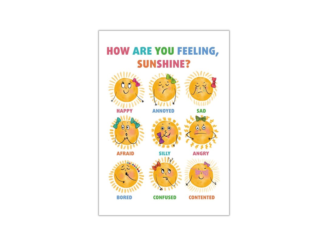 Feelings Chart Poster Sunshine Feelings Digital Download - Etsy