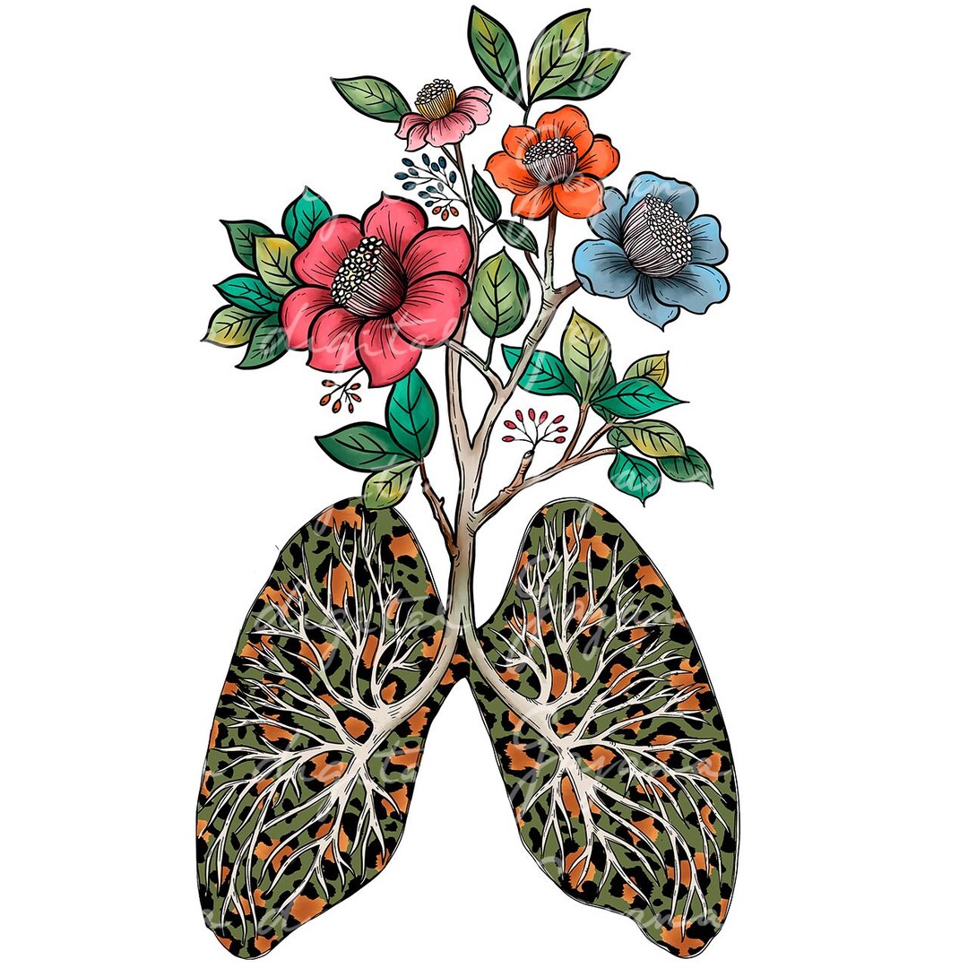 Floral Lungs Png Digital Design, Nurse Respiratory Nursing Png, Nurse ...