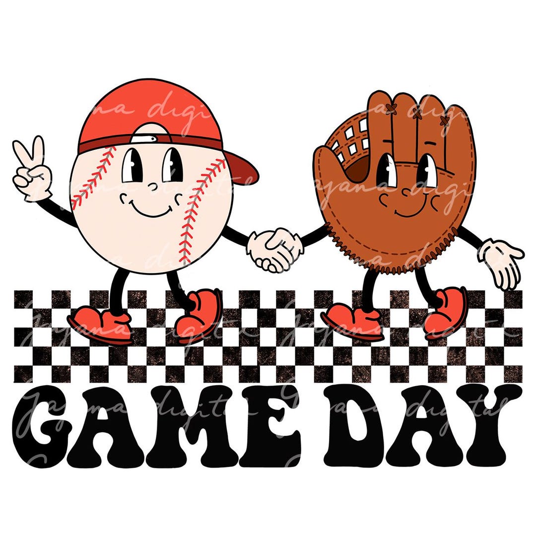 Groovy Baseball PNG, Game Day PNG, Cartoon Baseball, Cute Baseball PNG ...