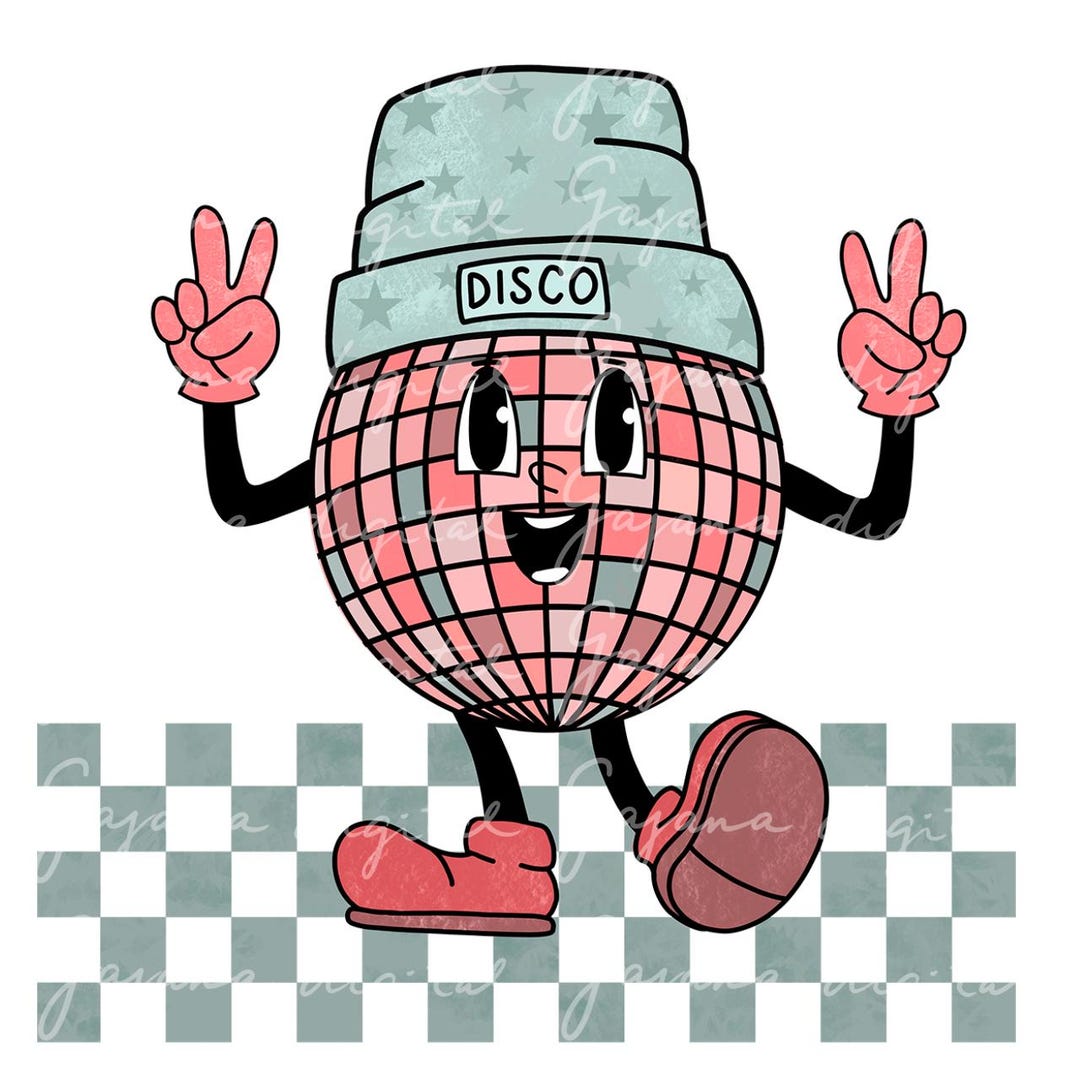Retro Disco Ball PNG - Cartoon Character Png, Digital Download, 70s ...